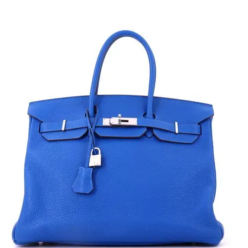 Hermès Birkin Handbag Clemence With Palladium Hardware 35 - Blue