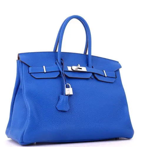Hermès Birkin Handbag Clemence With Palladium Hardware 35 - Blue