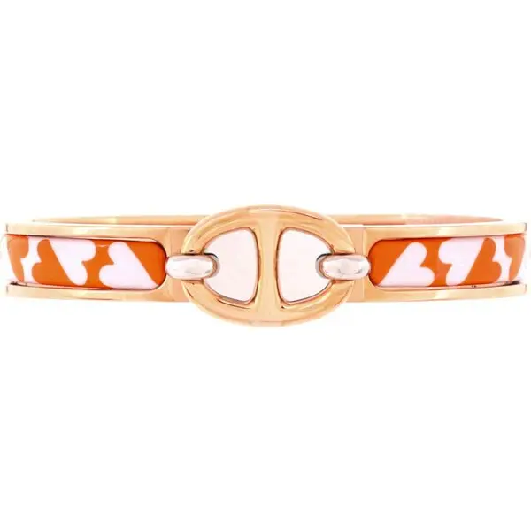 Hermès Mini Clic Chaine D'ancre Bracelet Metal And Printed Enamel - Orange