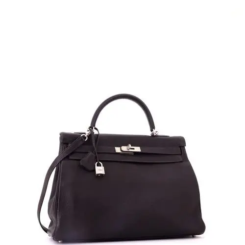 Hermès Kelly Handbag Brown Togo With Brushed Palladium Hardware 35