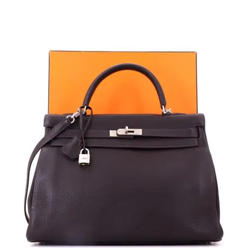 Hermès Kelly Handbag Brown Togo With Brushed Palladium Hardware 35