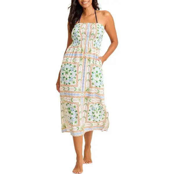 Tommy Bahama Strapless Cover-up Dress In Tropical Print - White