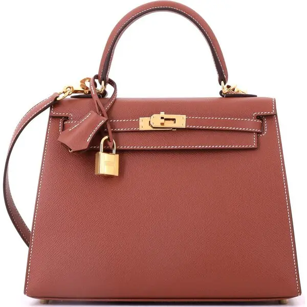 Hermès Kelly Handbag Brown Epsom With Gold Hardware 25 - Sienne