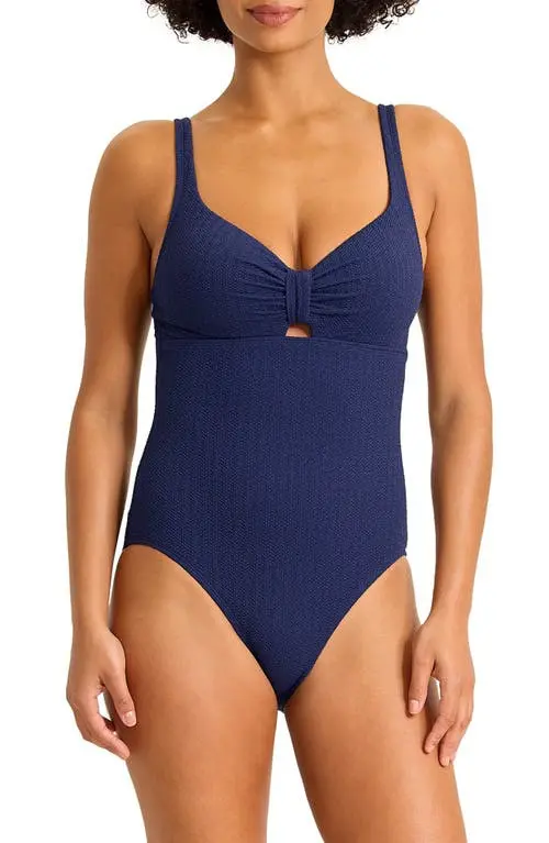 Tommy Bahama One-piece Swimsuit With Gathered Bust And Cut-out Detail - Mare Navy