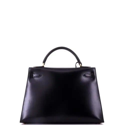 Hermès Kelly Handbag Black Box Calf With Gold Hardware 32