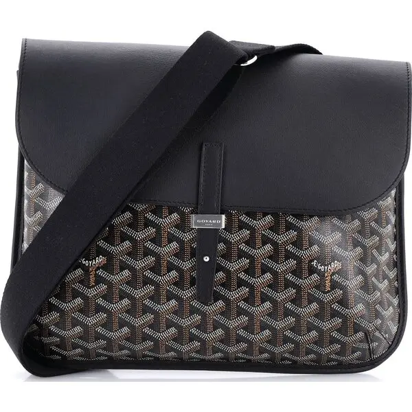 Goyard Coursier Messenger Bag Coated Canvas And Leather - Black
