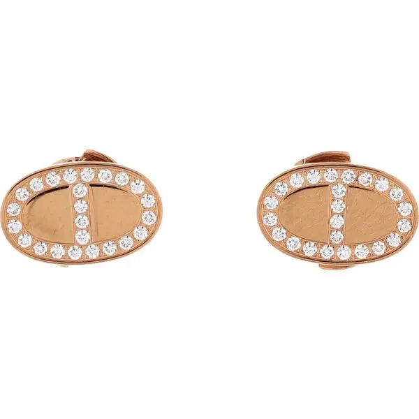 Hermès Chaine D'ancre Contour Stud Earrings 18k And Diamonds - Rose Gold