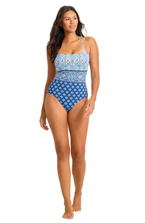 Tommy Bahama Noble Pineapple Strapless One-piece Swimsuit