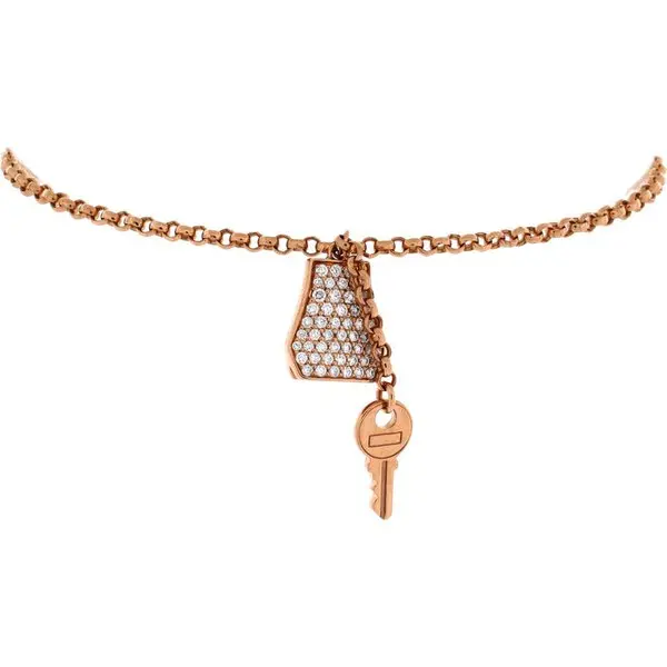 Hermès Kelly Clochette Chain Bracelet 18k With Pave Diamonds Small - Rose Gold
