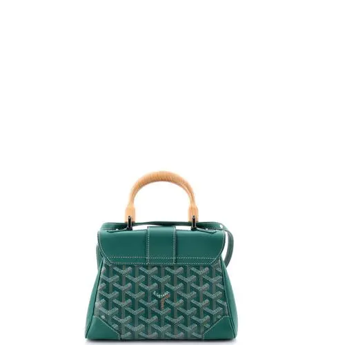 Goyard Structured Saigon Top Handle Bag Coated Canvas With Leather Mini - Green