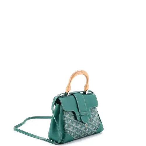 Goyard Structured Saigon Top Handle Bag Coated Canvas With Leather Mini - Green