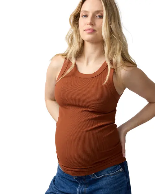 INGRID & ISABEL Seamless Maternity Rib Tank - Rust