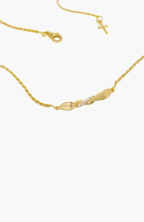 RIZEN JEWELRY Sacred Vine Gold Plated Necklace With Cubic Zirconia - 18k Gold Plated