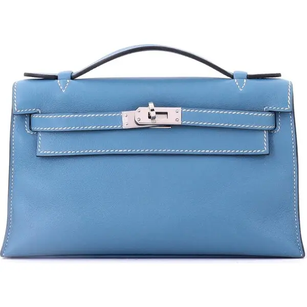 Hermès Kelly Pochette Swift - Bleu Jean