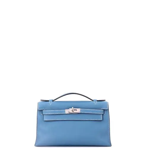 Hermès Kelly Pochette Swift - Blue