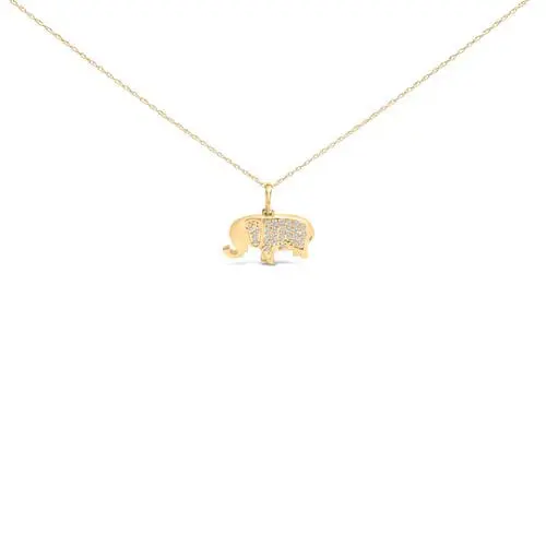HAUS OF BRILLIANCE 10k 1/5 Carat Diamond Elephant Pendant Necklace - Yellow Gold