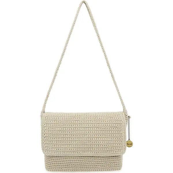 THE SAK Marlow Crochet Flap Shoulder Bag With Embroidered Fish Detail - Ecru