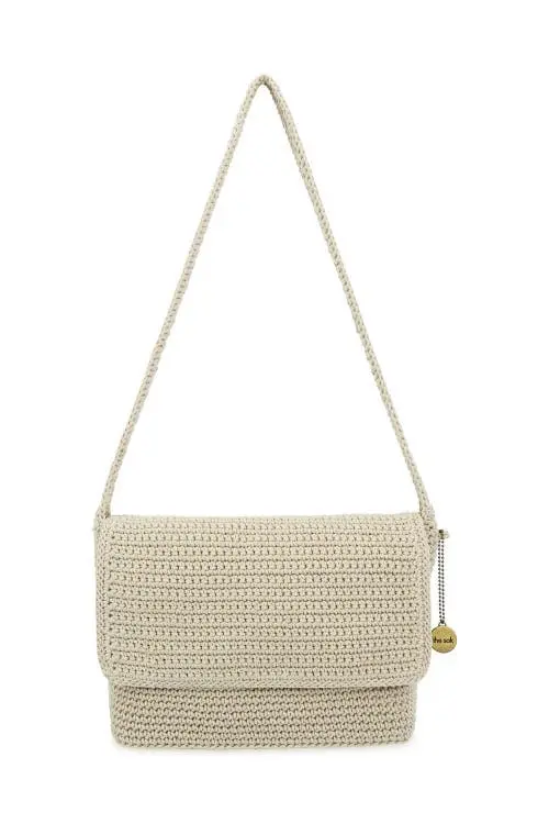 THE SAK Marlow Crochet Flap Shoulder Bag With Embroidered Fish Detail - Ecru