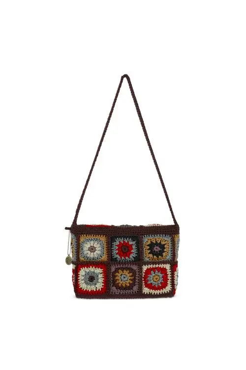 THE SAK Marlow Crochet Flap Shoulder Bag With Embroidered Fish Detail - Walnut Patch
