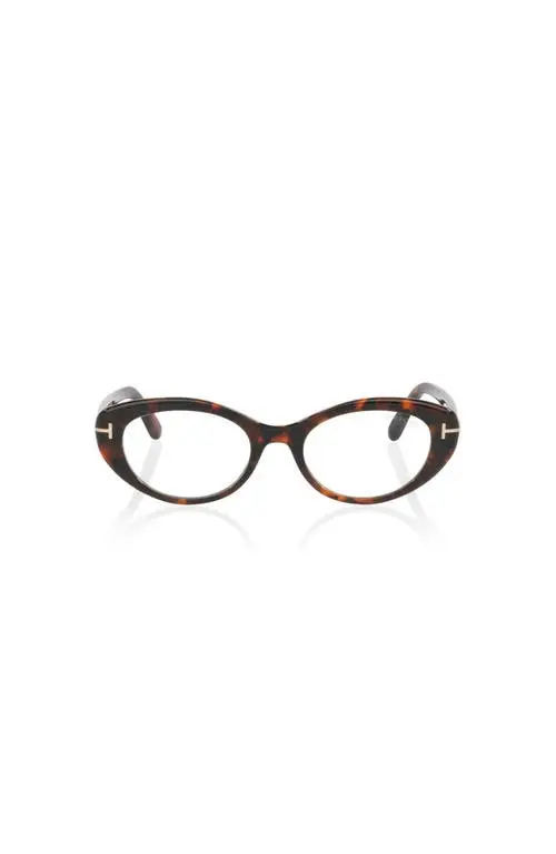 TOM FORD Oval Full Rim Eyeglasses - Tortoise