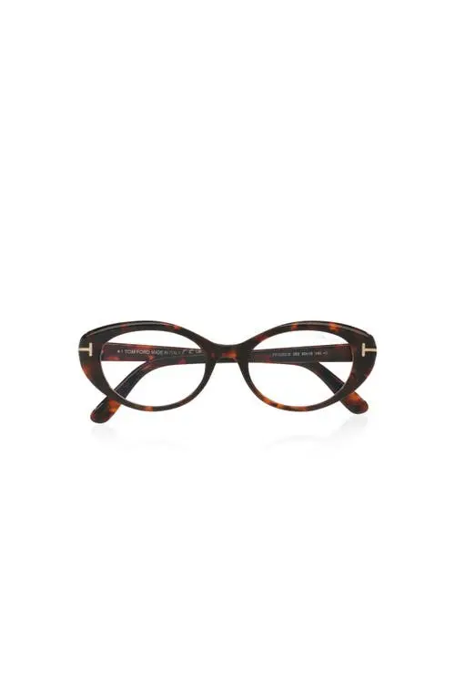 TOM FORD Oval Full Rim Eyeglasses - Tortoise