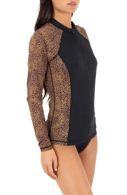 Hurley Soft Spot Zip Front Long Sleeve Rashguard One-piece Swimsuit