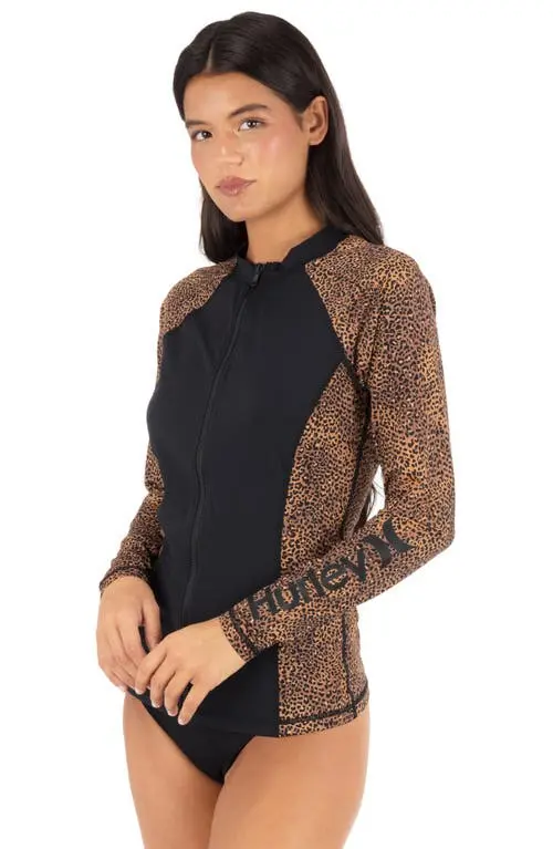 Hurley Soft Spot Zip Front Long Sleeve Rashguard One-piece Swimsuit
