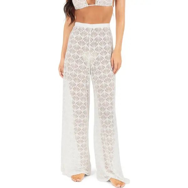 Hurley Open Stitch Wide Leg Cover-up Pants - Egret