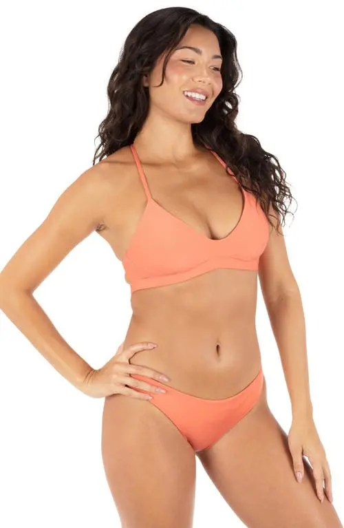 Hurley Racerback Bikini Top With Lace-up Back - Coral