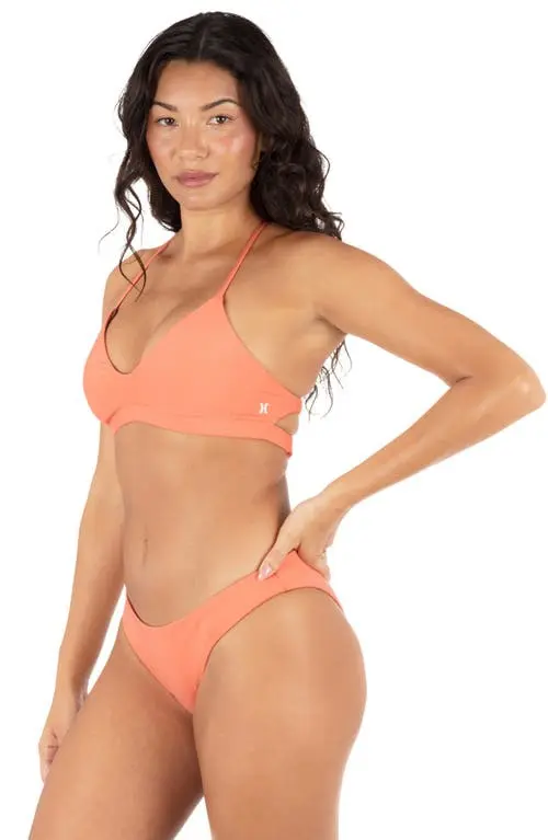 Hurley Racerback Bikini Top With Lace-up Back - Coral