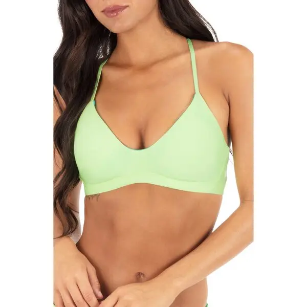 Hurley Racerback Bikini Top With Lace-up Back - Lime