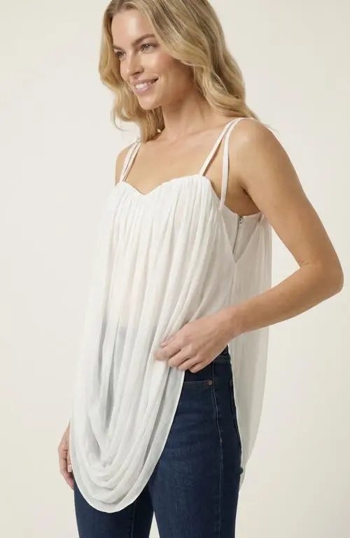 MODENAIRE Draped Sweetheart Chiffon Camisole Top