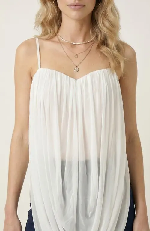 MODENAIRE Draped Sweetheart Chiffon Camisole Top