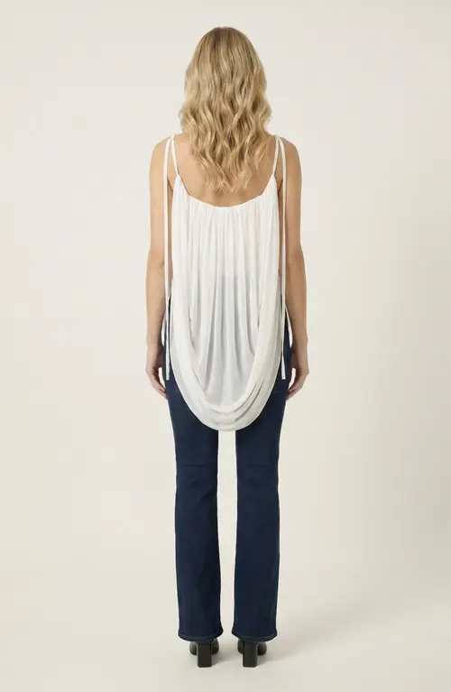 MODENAIRE Draped Sweetheart Chiffon Camisole Top