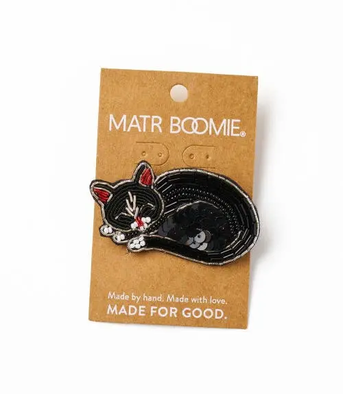 MATR BOOMIE Sleeping Cat Beaded Brooch