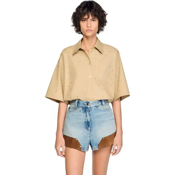 Sandro Embellished Cotton Shirt