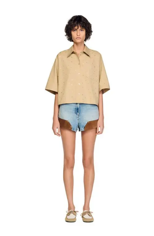 Sandro Embellished Cotton Shirt