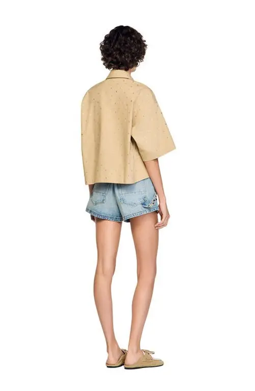 Sandro Embellished Cotton Shirt