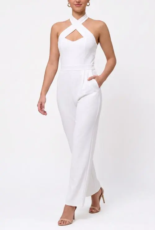 Rachel Rachel Roy Halter Neck Jumpsuit With Keyhole Detail