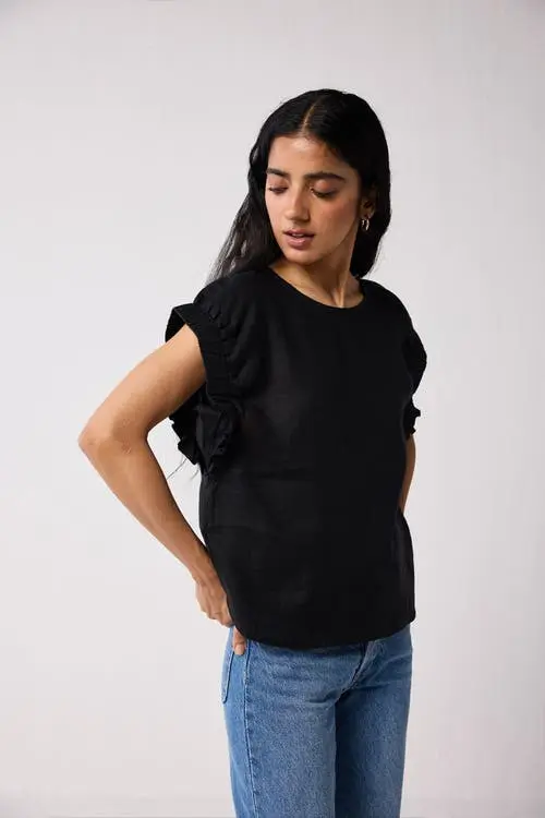 REISTOR Gathered Sleeve Hemp Top