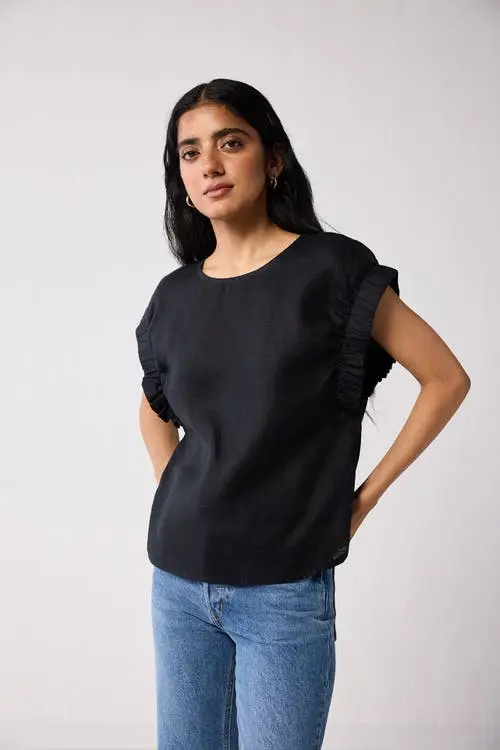 REISTOR Gathered Sleeve Hemp Top