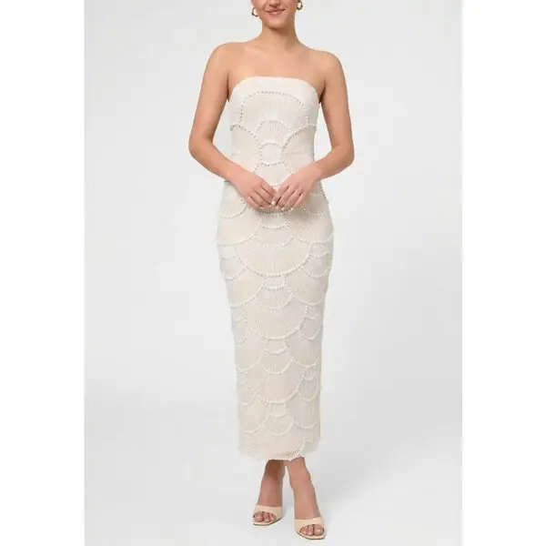 Rachel Rachel Roy Gaia Strapeless Pearl Midi Dress - White