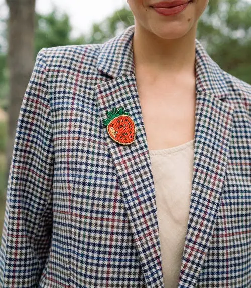 MATR BOOMIE Beaded Strawberry Brooch