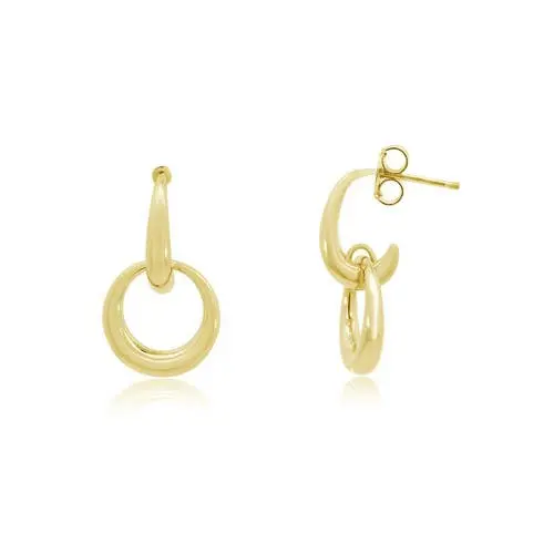 THE LOVERY FINE JEWELRY Double Round Link Drop Earrings - Goldlated Sterling Silver