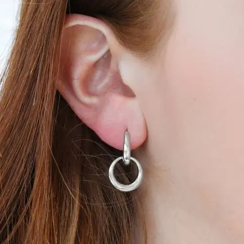 THE LOVERY FINE JEWELRY Double Round Link Drop Earrings - Sterling Silver