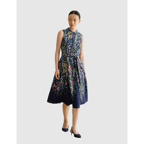 HOBBS LONDON Floral Collared Midi Shirt Dress - Midnightmulti