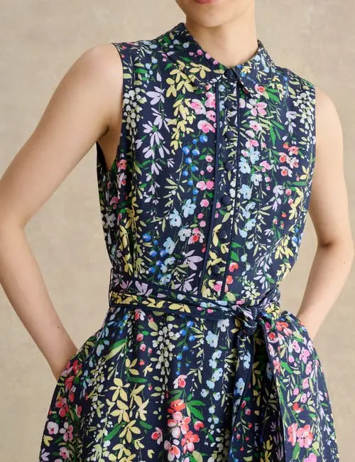 HOBBS LONDON Floral Collared Midi Shirt Dress - Midnightmulti