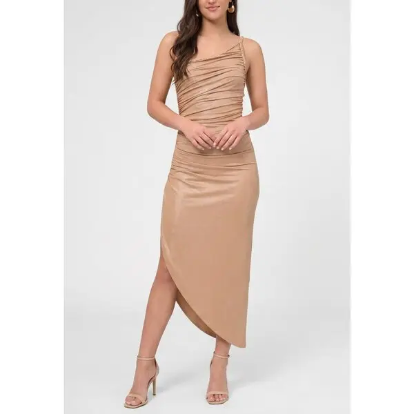 Rachel Rachel Roy Athena Asymmetric Braided Midi Dress - Buff Nude