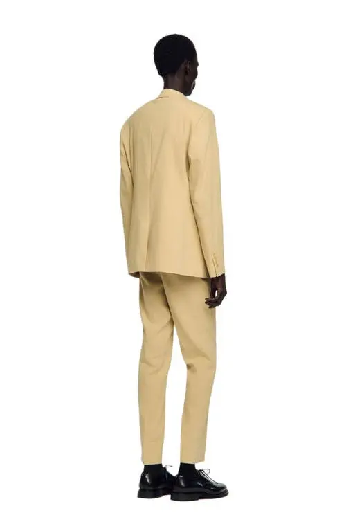 Sandro Classic Linen Suit Jacket - Sand