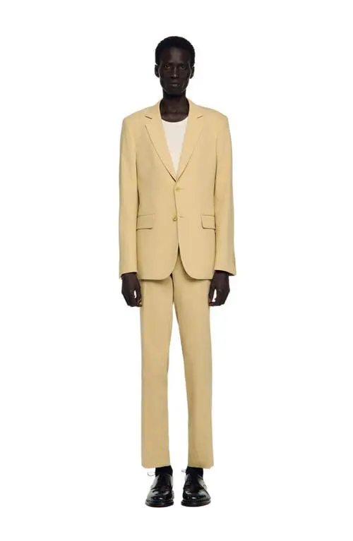 Sandro Classic Linen Suit Jacket - Sand